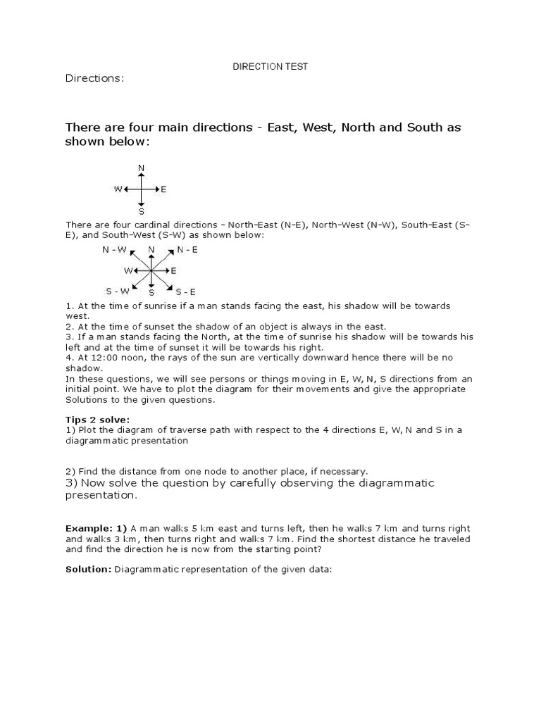 Direction Test | Download Free PDF | Teaching Mathematics | Nature