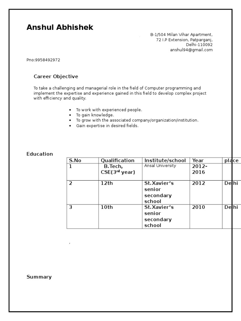 Anshul Resume 12 | PDF | Leadership | Communication