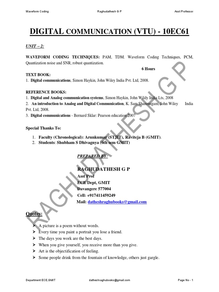 DIGITAL COMMUNICATION-unit 2 VTU | PDF | Modulation | Digital Signal