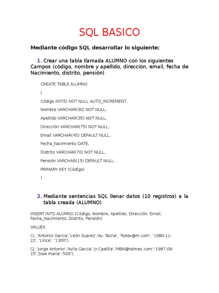 SQL Basico | PDF