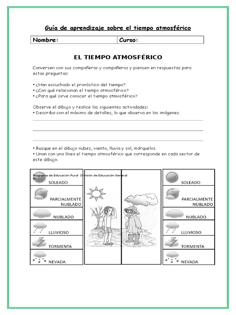Guía de aprendizaje sobre el tiempo atmosférico Nombre: Curso: El ...
