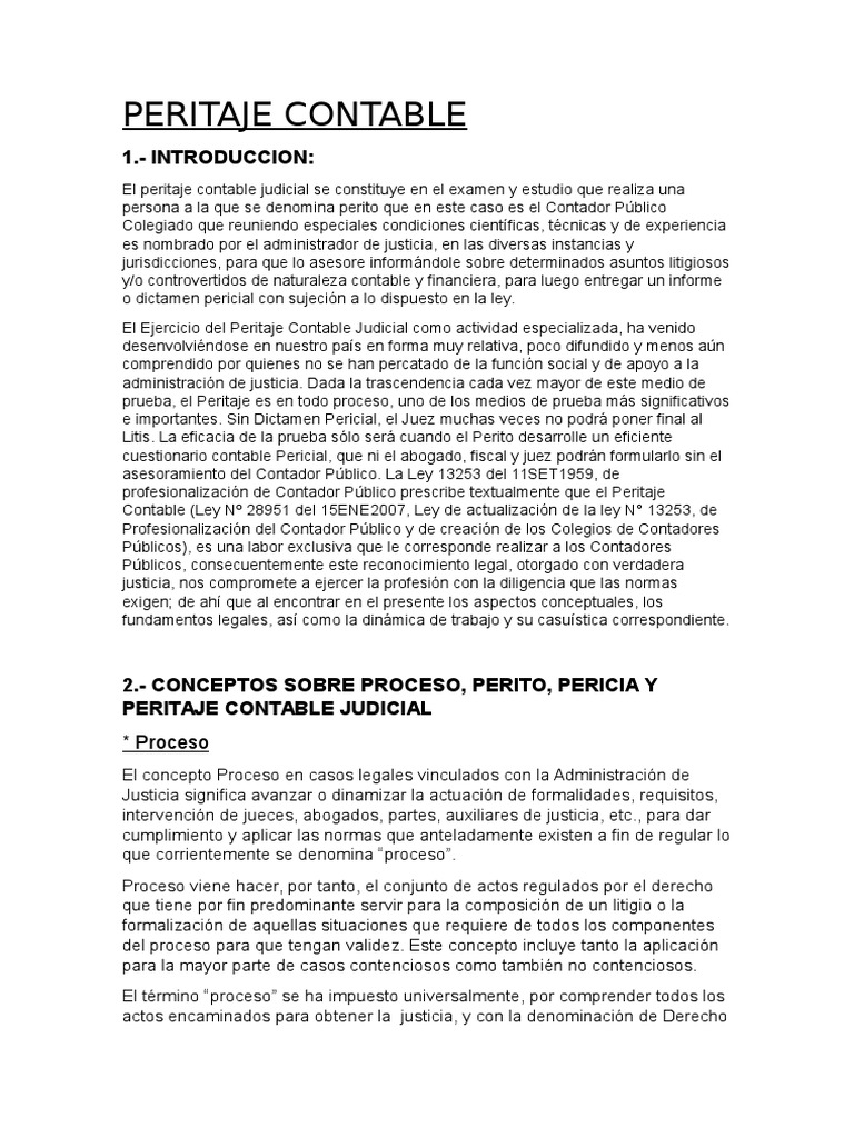 Peritaje Contable Pdf Testigo Experto Contador