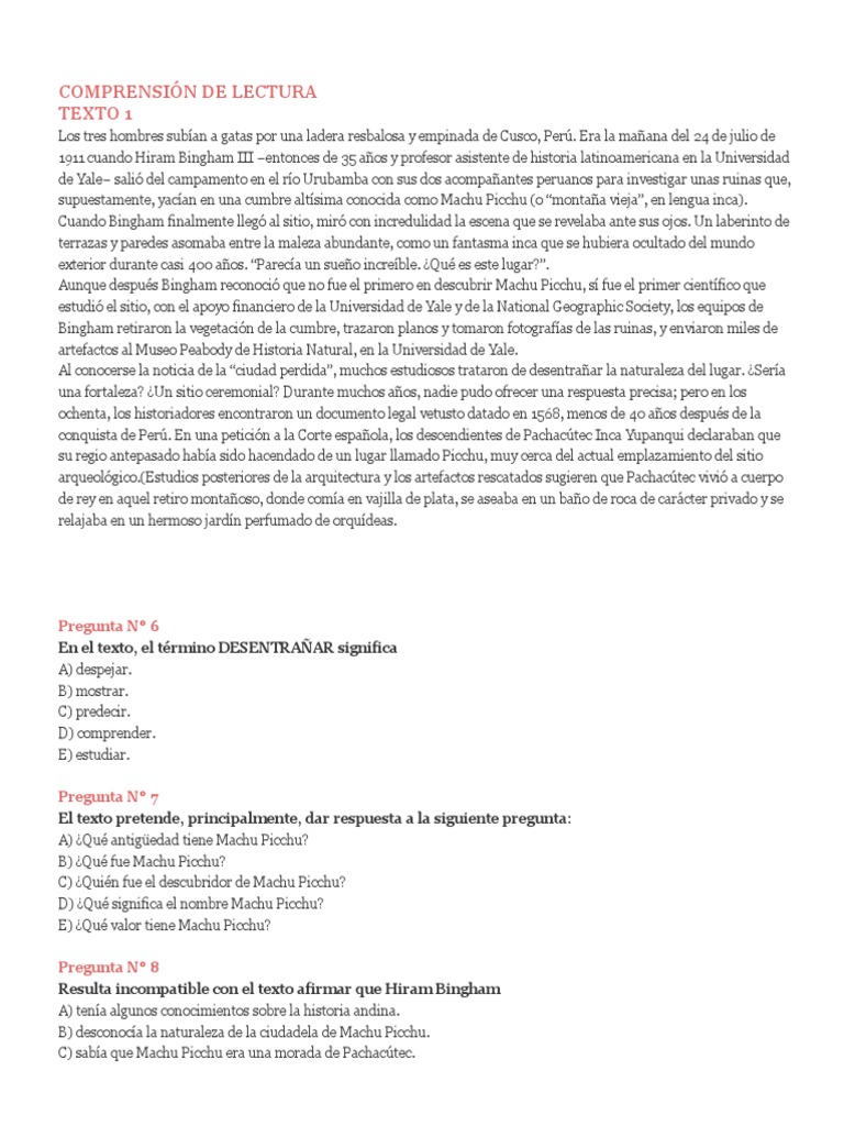 Comprensión de Machu Picchu y los Incas | PDF | Machu Picchu | Imperio Inca