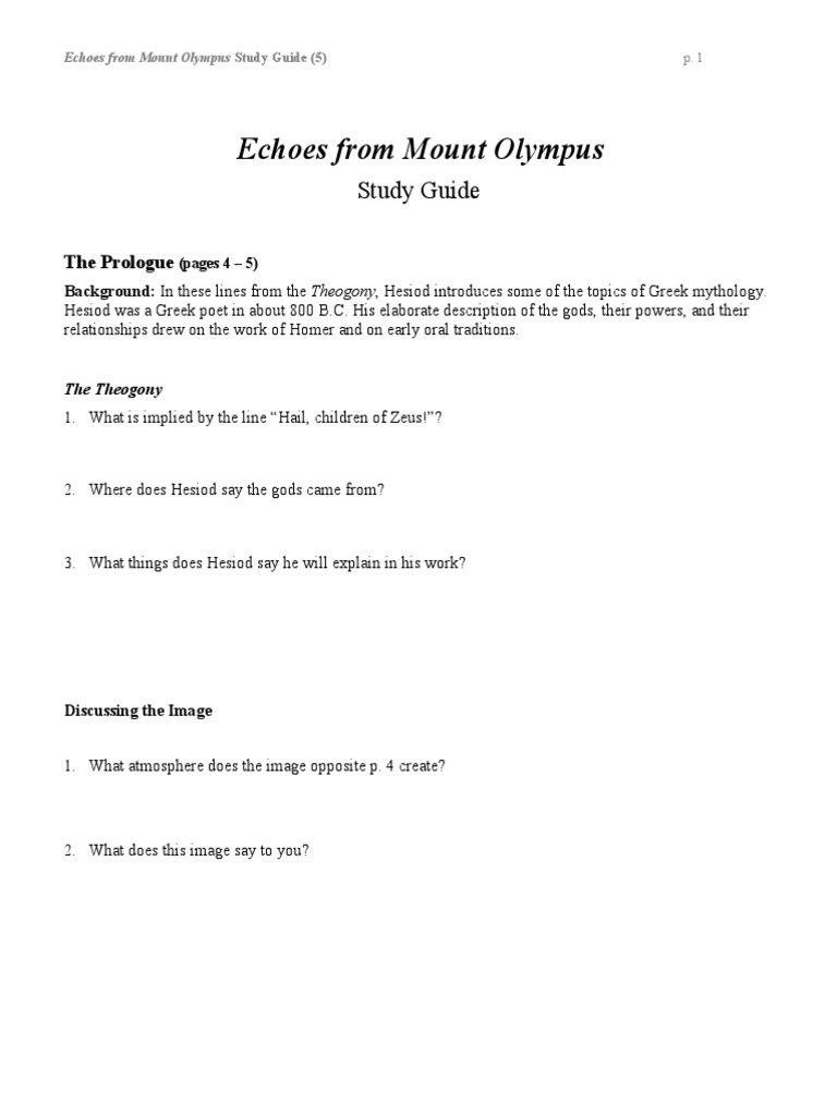 Olympus Study Guide Rev 5 | PDF | Prometheus | European Mythology