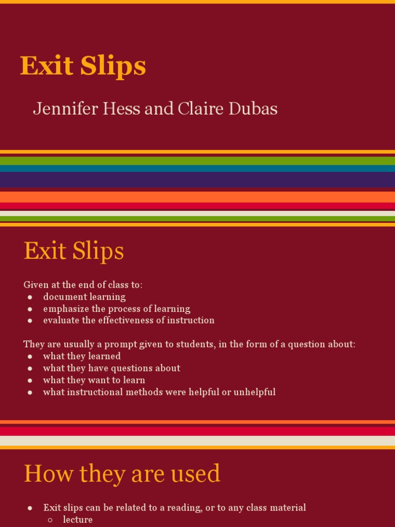 Effective Use of Exit Slips in Class | PDF
