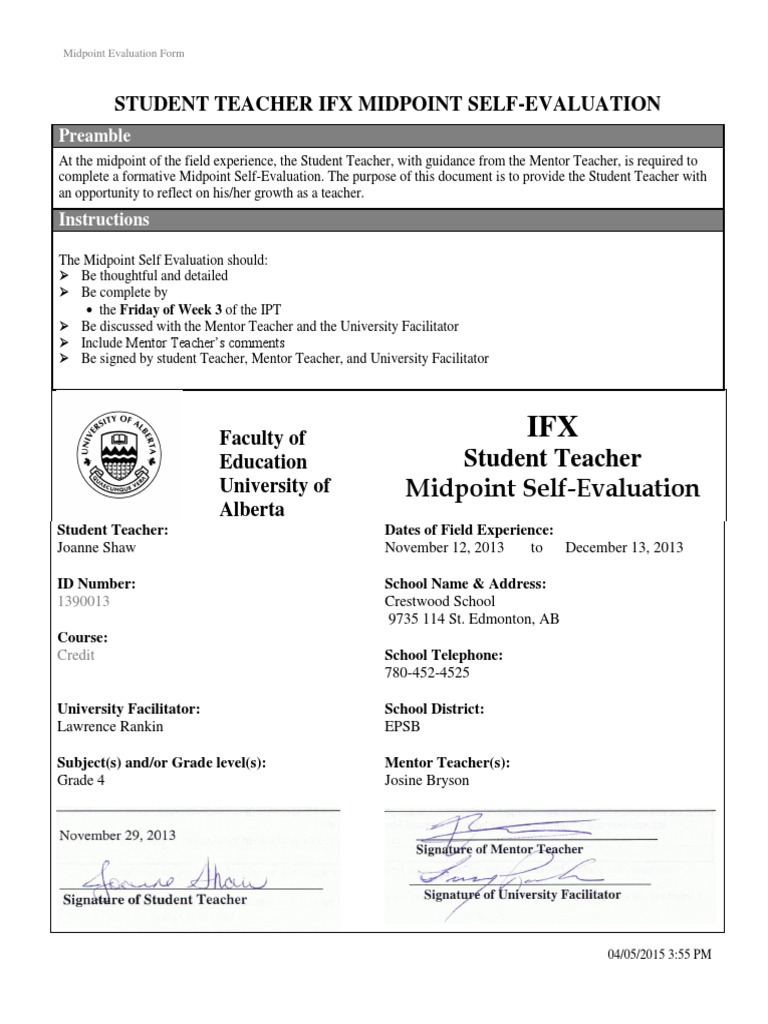 Ifx Midpoint Evaluation | PDF | Educational Assessment | Teachers