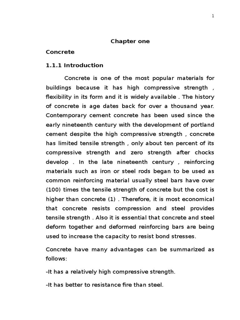 Chapter One Concrete | PDF | Strength Of Materials | Concrete