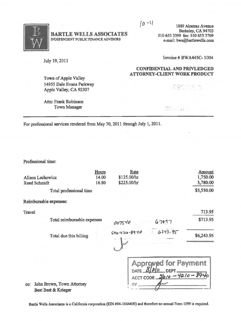 Bartle Wells Associates Invoice | PDF