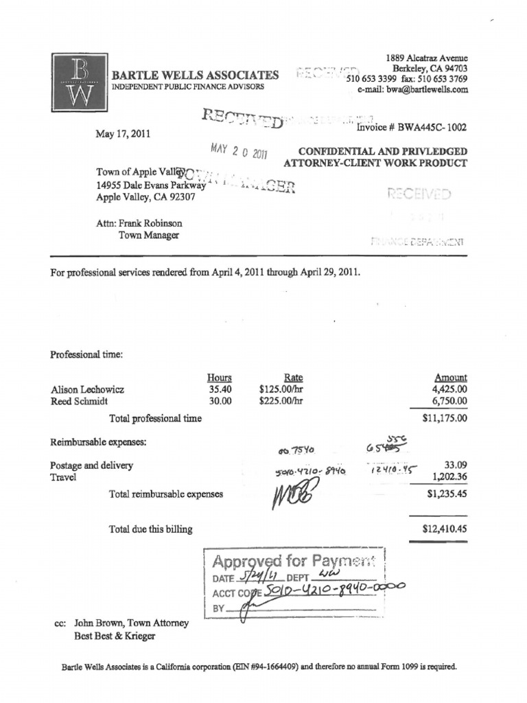 Bartle Wells Associates Invoice | PDF