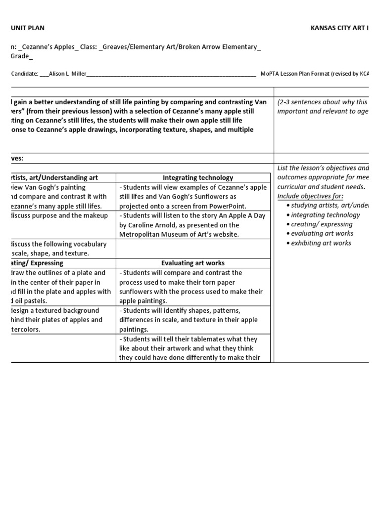 Cezanne's Apples Art Lesson Plan | PDF | Shape | Teachers