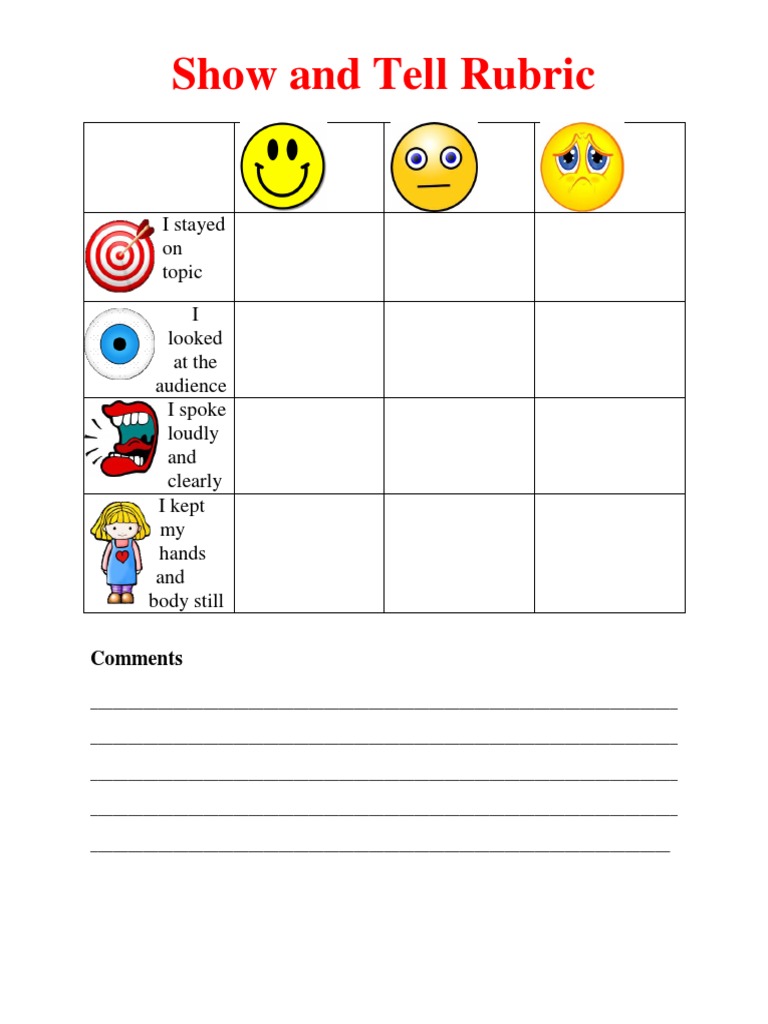 Show and Tell Presentation Rubric | PDF | Career & Growth