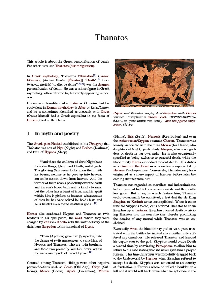 Thanatos | Greek Gods | Paleo Balkan Mythology