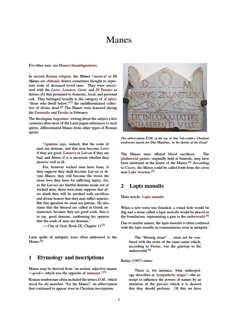 Manes | PDF | Polytheism | Ancient Roman Religion