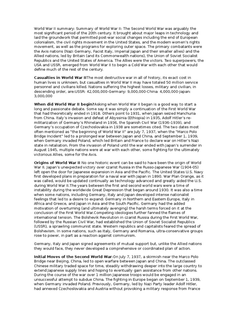 World War II Summary | Download Free PDF | Normandy Landings | World War II