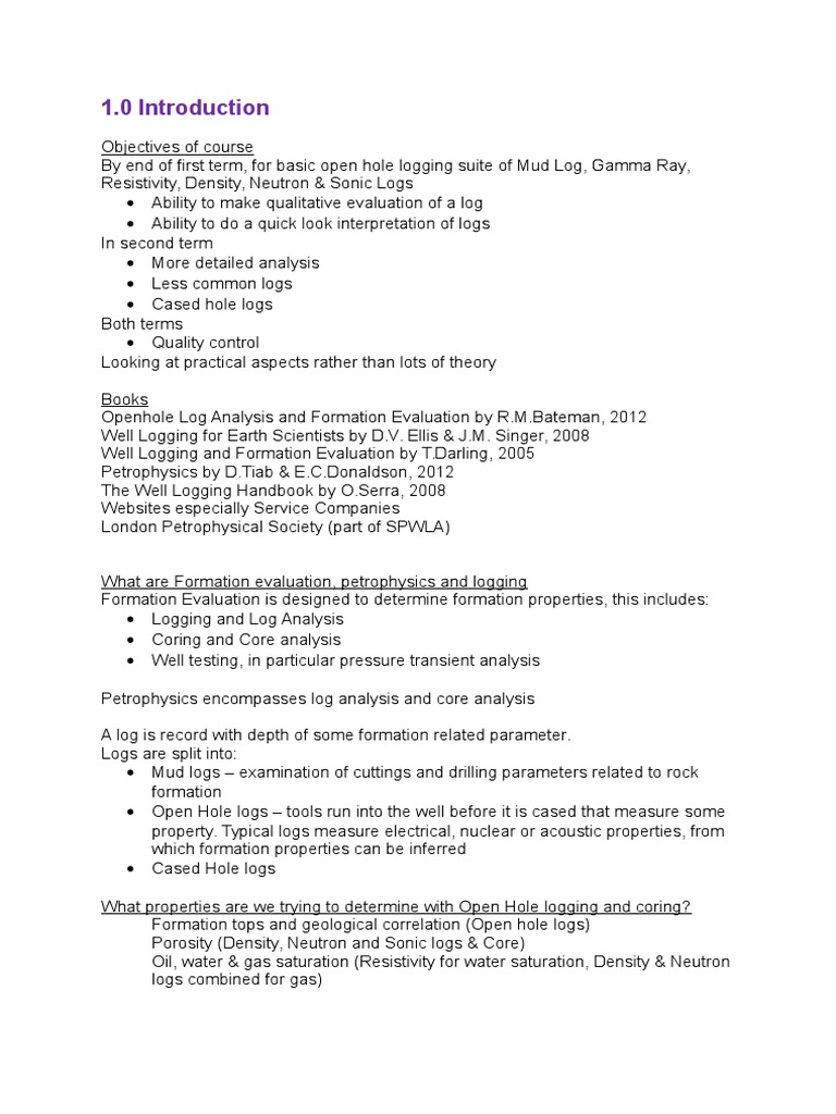 Formation Evaluation in Well Logging | PDF | Petroleum Reservoir ...