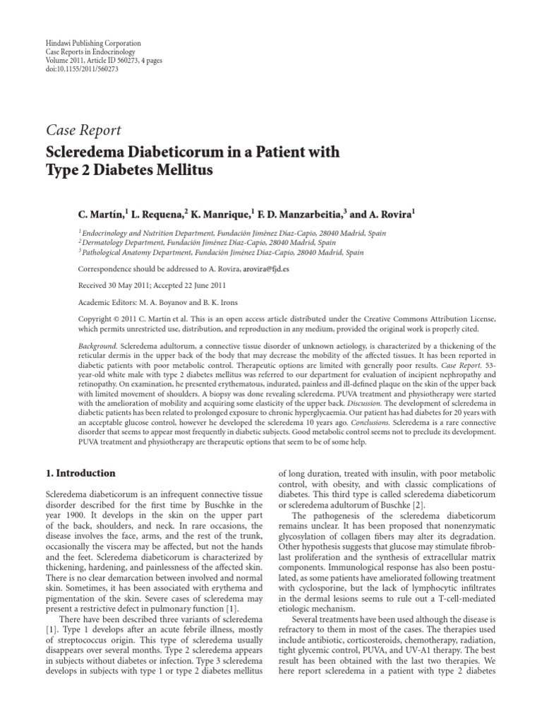 Case Report: Scleredema Diabeticorum in A Patient With Type 2 Diabetes ...