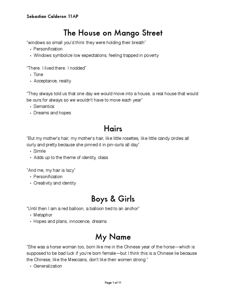 Metaphors In The House On Mango Street Online | emergencydentistry.com