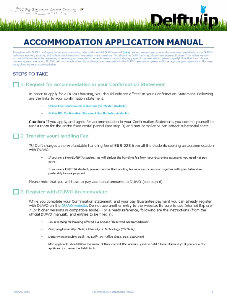 Accommodation Application Manual Pdf Fee Renting