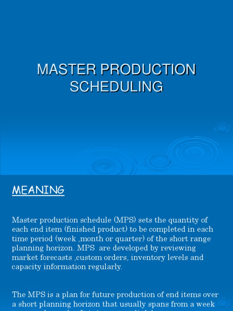 Master Production Scheduling | PDF