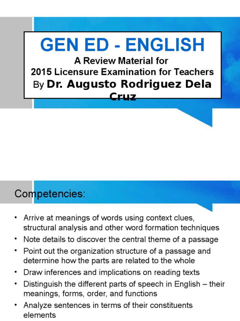 English Let Review 2015 | PDF | Grammatical Number | Verb