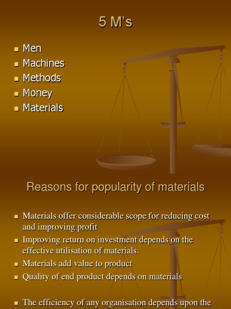 Men Machines Methods Money Materials | PDF | Inventory | Procurement