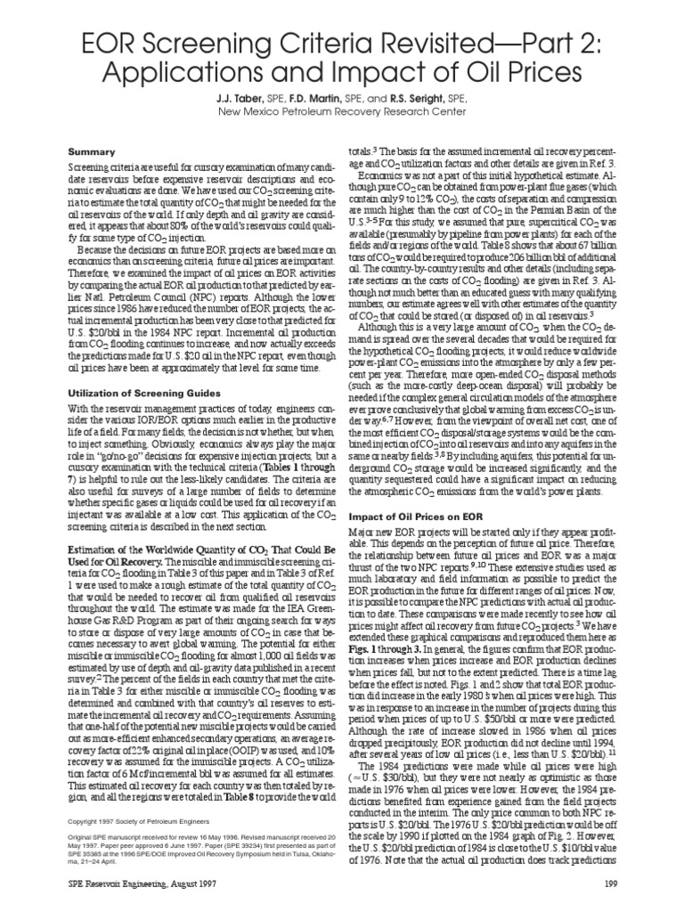 EOR Screening Part 2 Taber-Martin | PDF | Petroleum | Enhanced Oil Recovery
