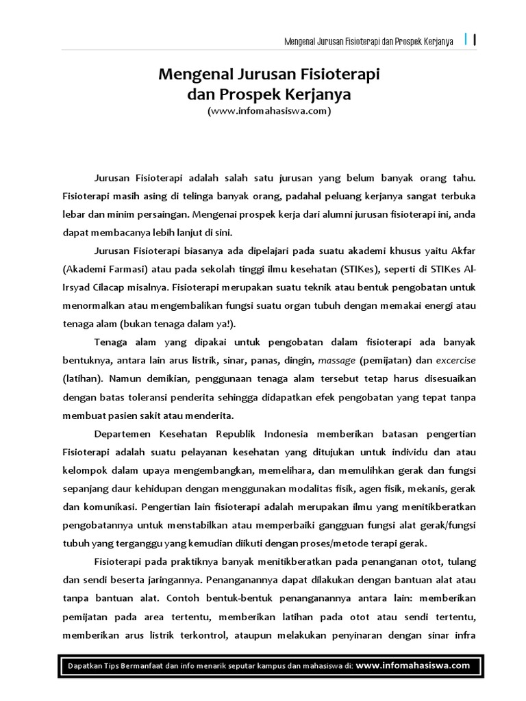 Mengenal Fisioterapi, Mengenal Prodi Fisioterapi, Prodi Fisioterapi ...