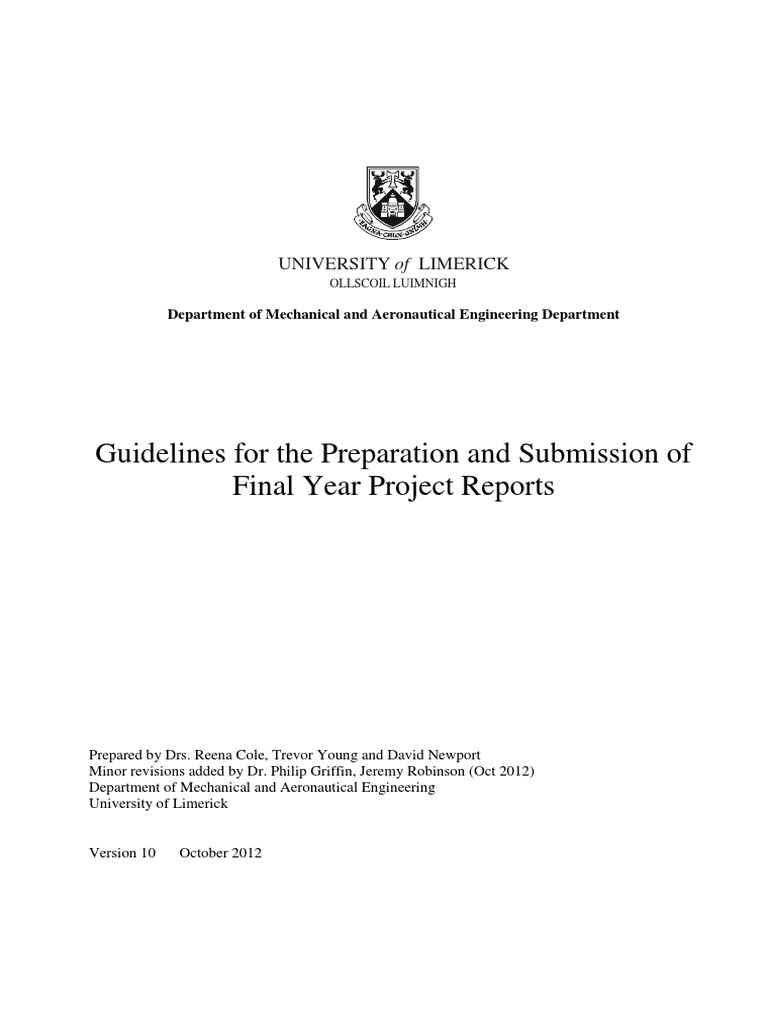 Guidelines For The Preparation and Submission of Final Year Project ...