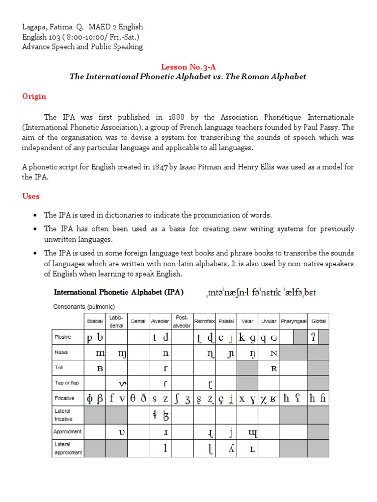IPA Vs Roman Alphabet | PDF | Alphabet | Latin Alphabet