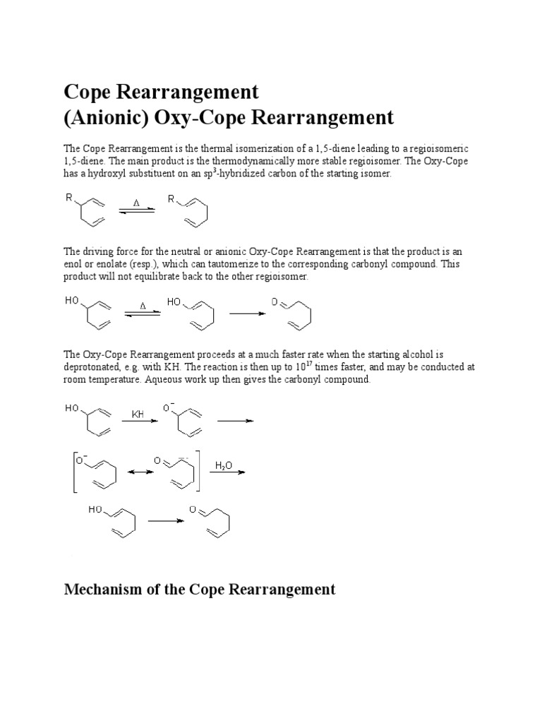 Anionic Oxy-Cope Rearrangement Mechanism | PDF
