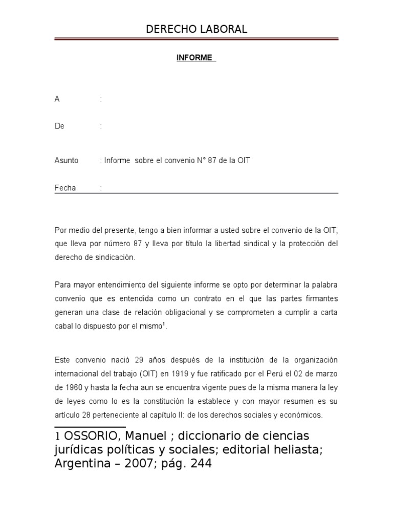 Informe Laboral | PDF | Organización Internacional del Trabajo ...
