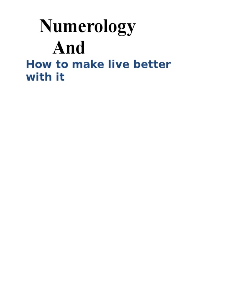 Numerology And: How To Make Live Better With It | PDF | Friendship ...