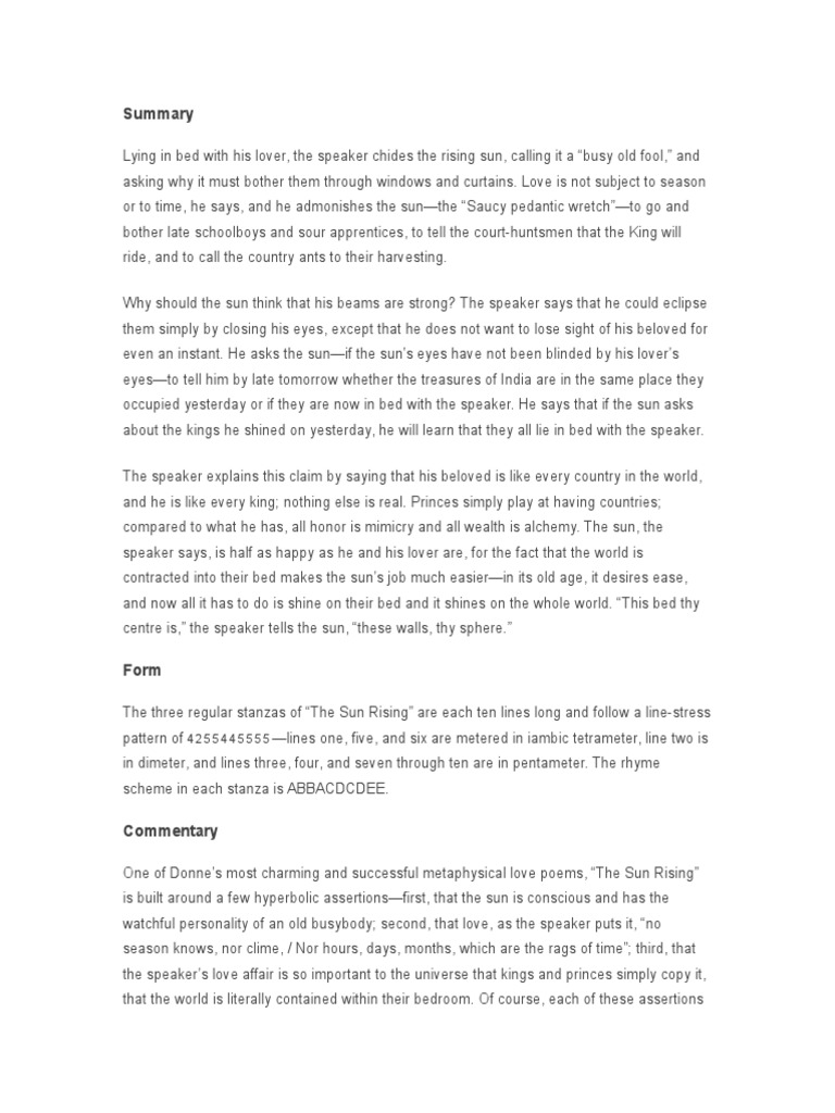 The Sun Rising | PDF | Poetry