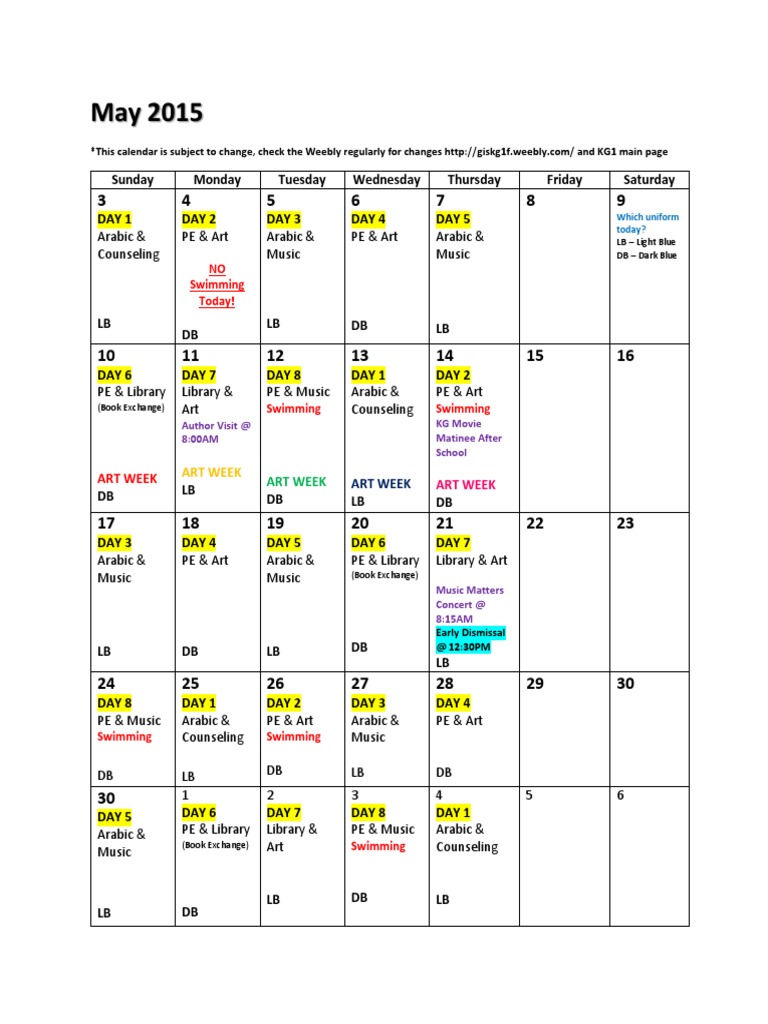 May 2015 Calendar | PDF | Language Arts & Discipline | Art