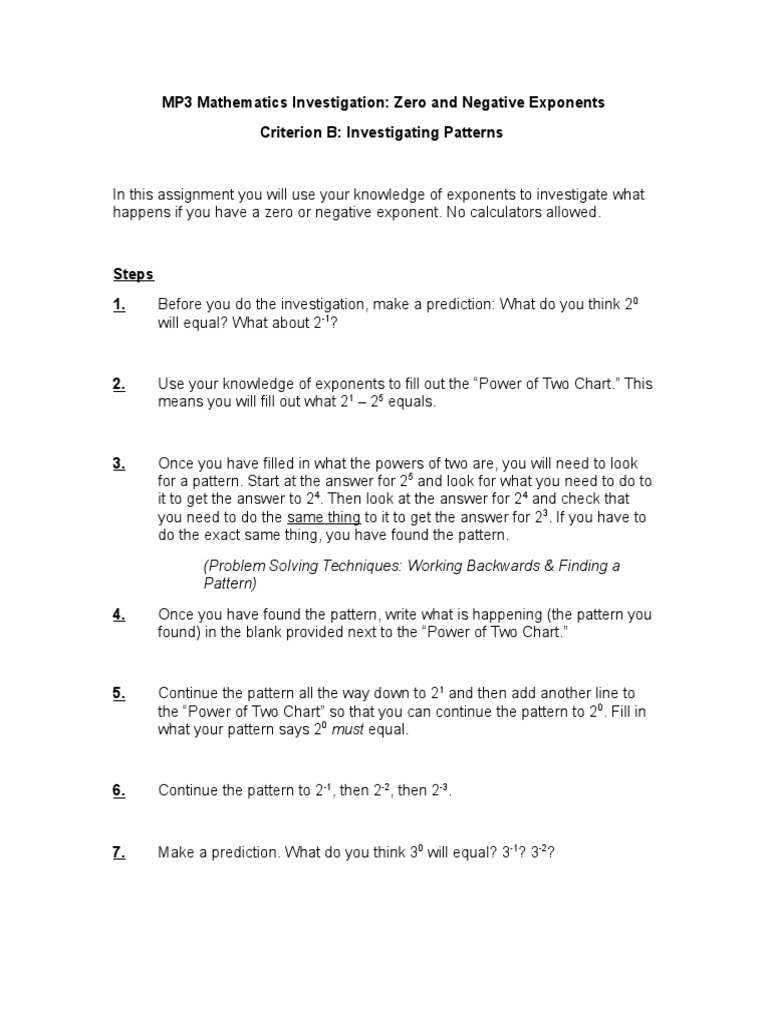 Exponents Investigation | PDF | Exponentiation | Epistemology