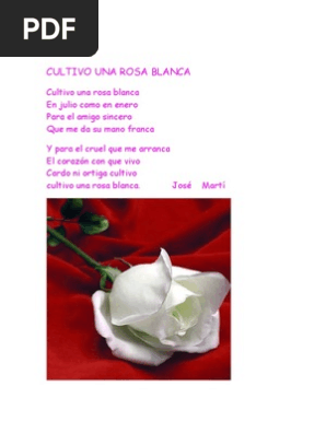 Cultivo Una Rosa Blanca Cultivo Una Rosa Blanca: Poema De José Martí