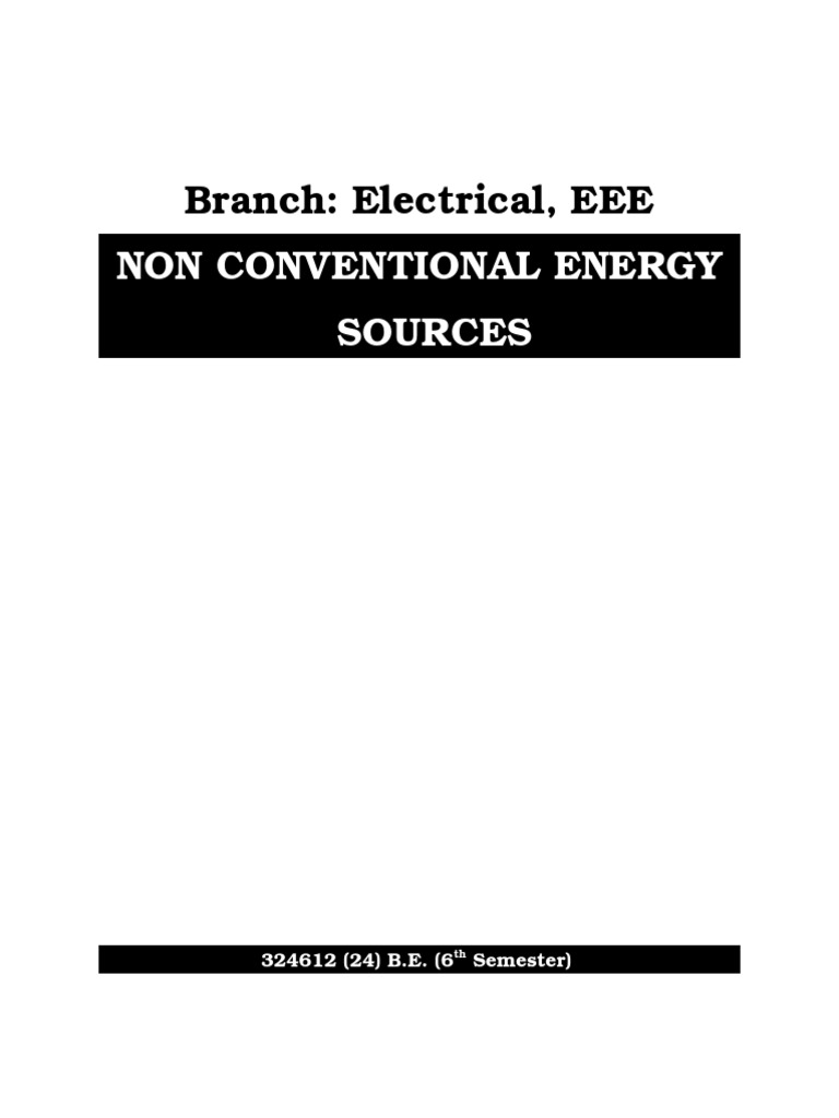6th Sem Non Conventional Energy Sources | PDF | Electricity Generation ...