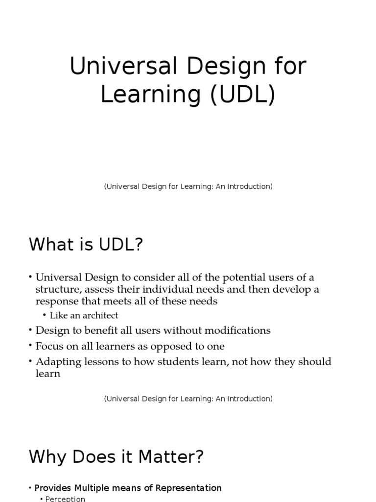 Universal Design For Learning (Udl) | PDF
