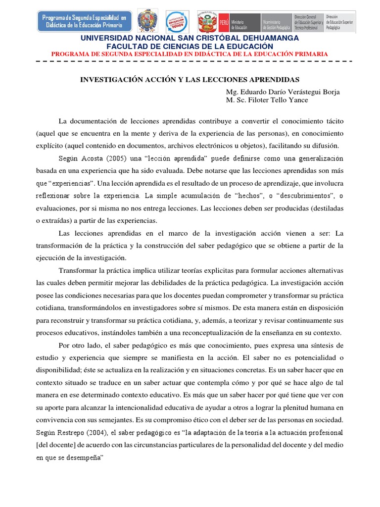 Lecciones Aprendidas | PDF | Conocimiento | Toma de decisiones