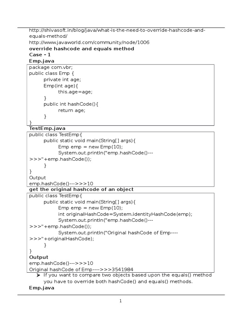 Override Equals and Hashcode Method | PDF | Software Engineering | Computer Programming