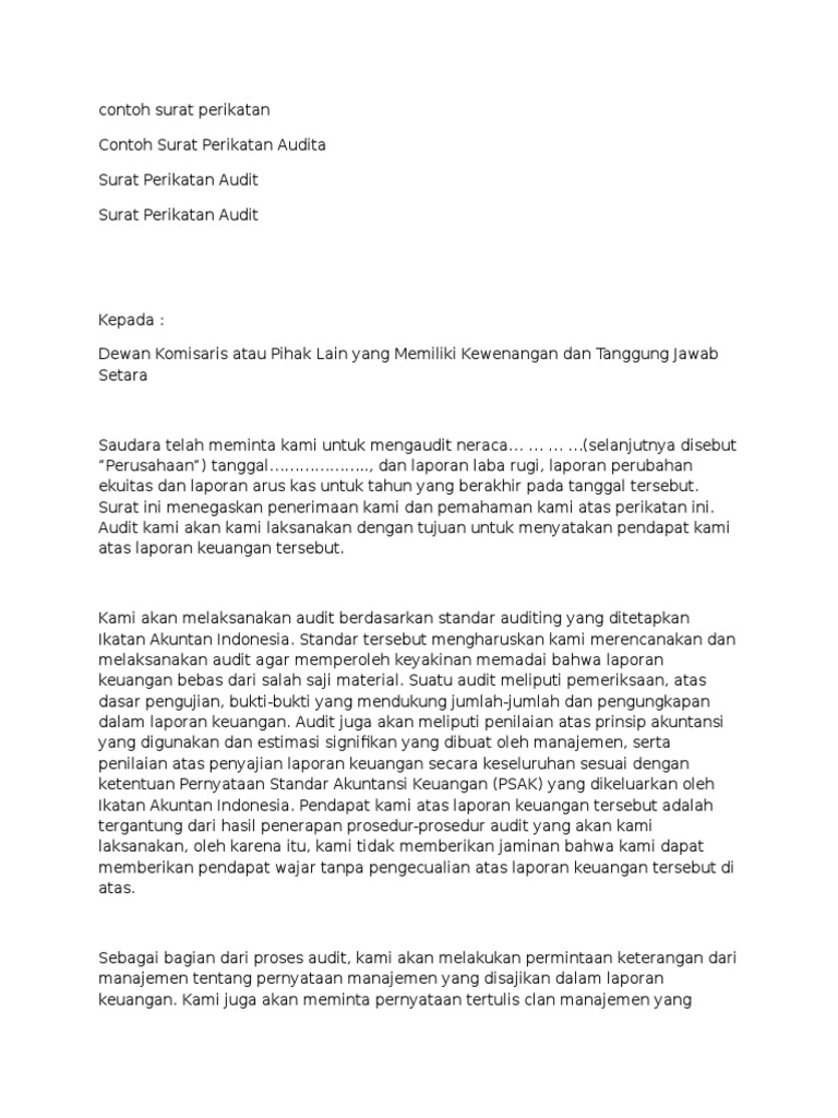 Contoh Surat Perikatan | PDF