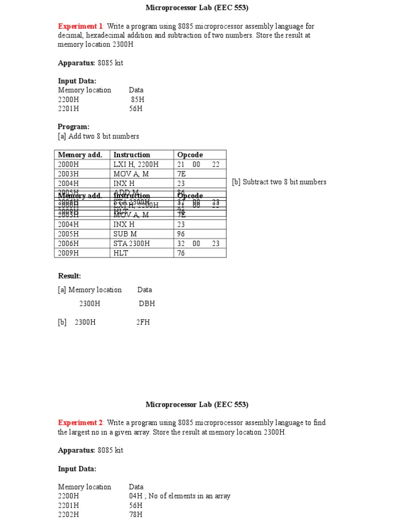 Microprocessor (PRACTICAL FILE) | PDF | Assembly Language | Electronics