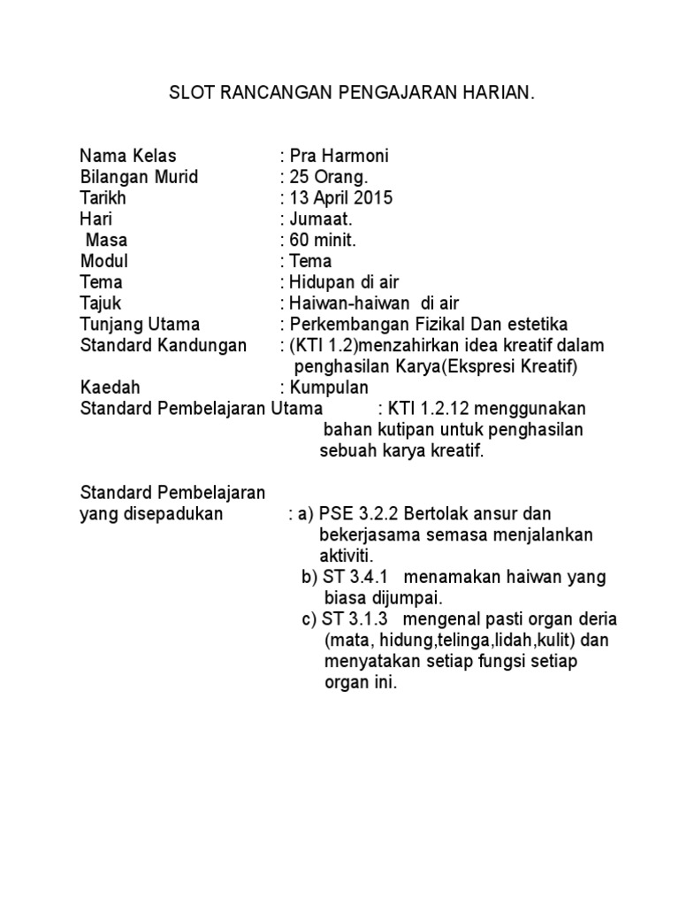 contoh rph tadika - Evan Quinn