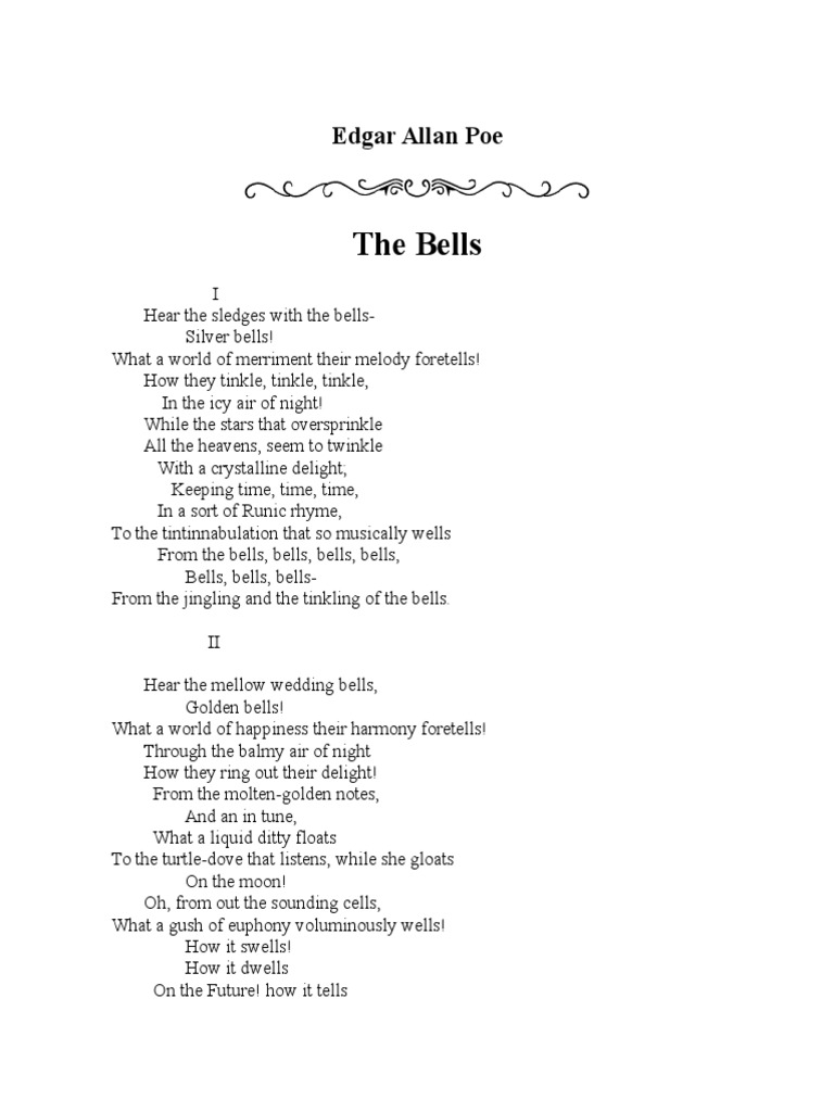 Edgar Allan Poe The Bells | PDF | Poetry