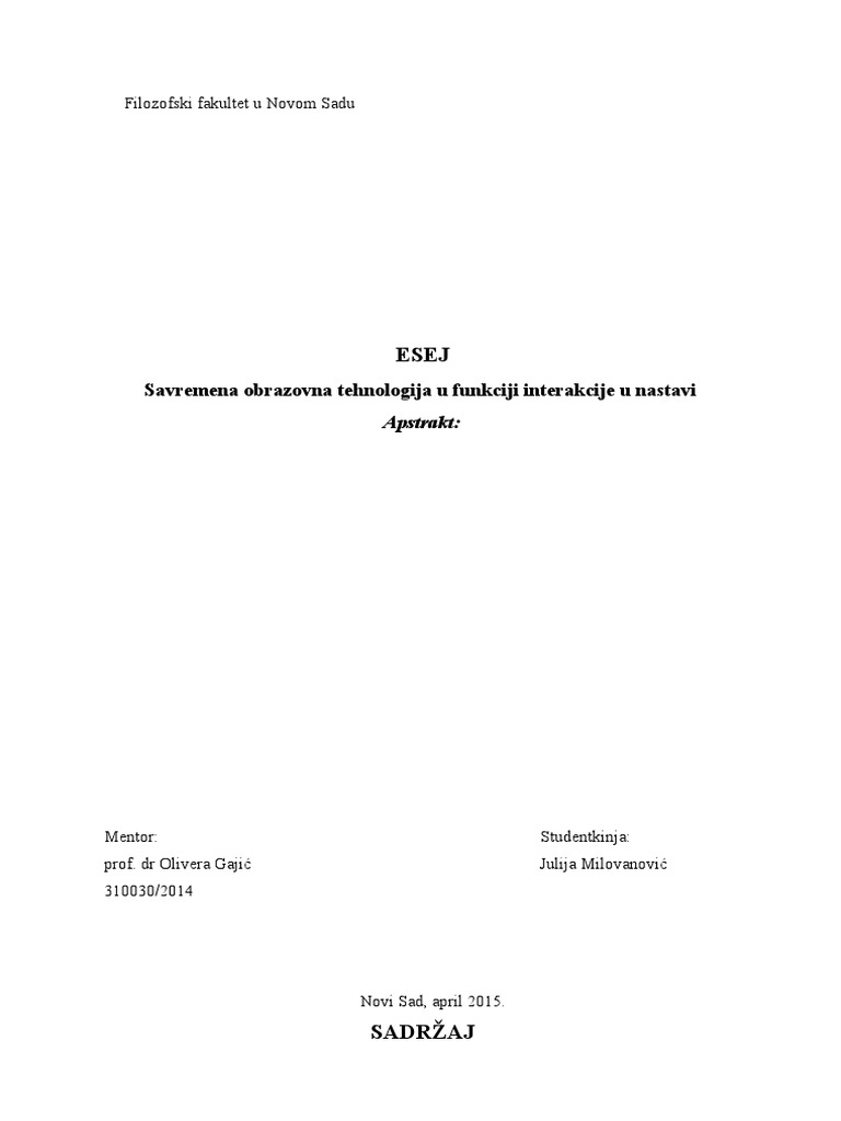 Savremena Obrazovna Tehnologija U Funkciji Interaktivne Nastave | PDF