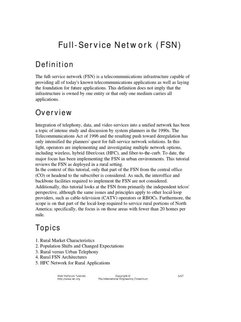 Full-Service Network (FSN) | PDF | Direct Broadcast Satellite | Digital ...