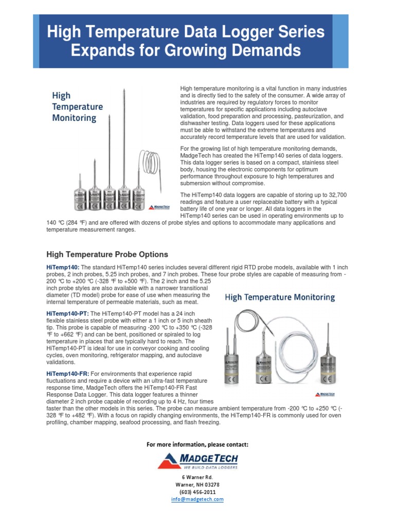 High Temperature Data Logger Series Expands For Growing Demands | PDF ...