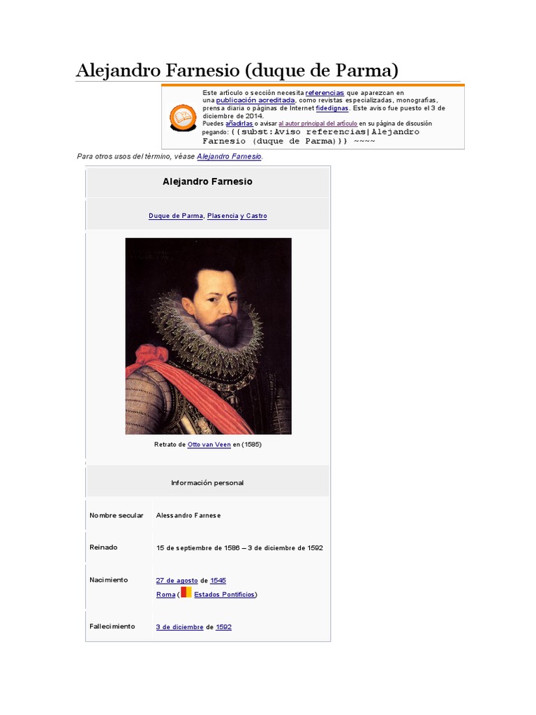 El genio militar y astuto político: retrato de Alejandro Farnesio ...