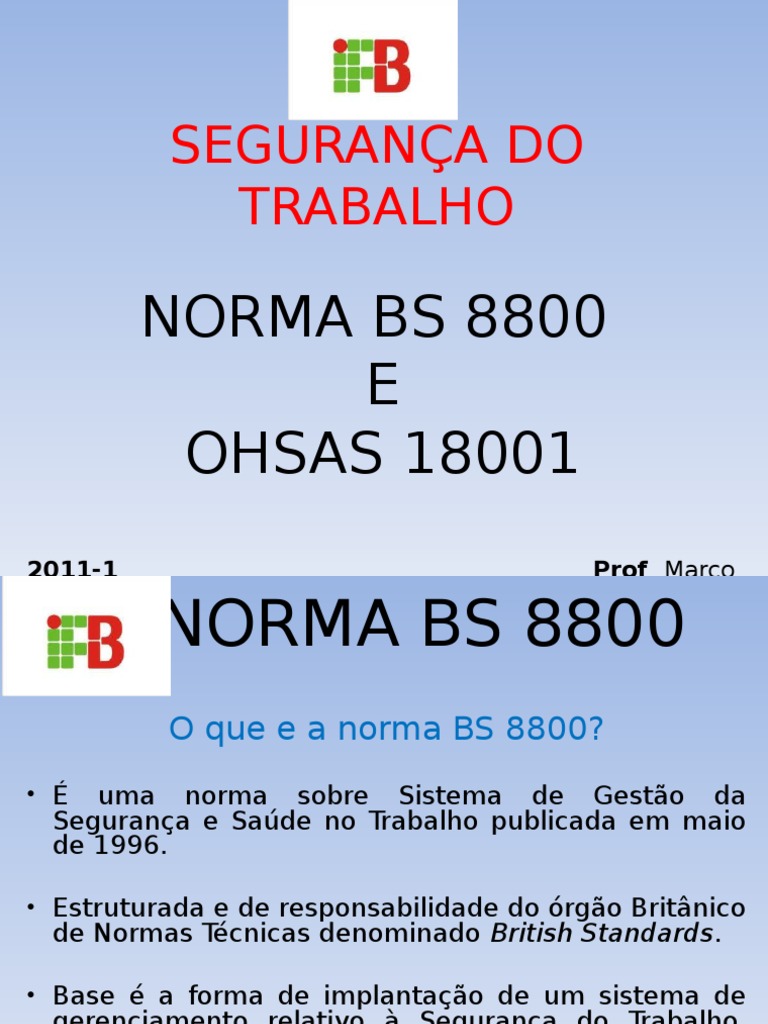 Normas Bs 8800 Ohsas 18.001 | Download grátis PDF | Business ...