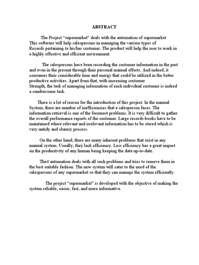 Project Supermarket Deals With The | PDF | Software Development Process ...